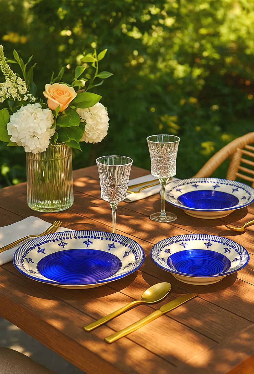 1 pasta bowl with 1 plate Ocean Blue – Tahle home & living